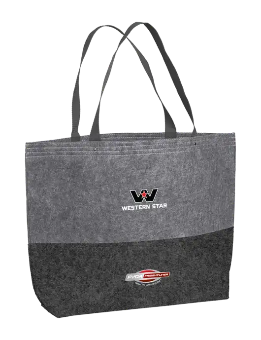 Large Felt Charcoal/Felt Grey Tote w/Western Star Logo, FYDA Logo